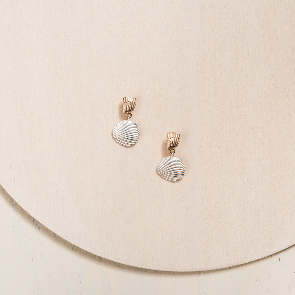 Seashell Drop Earrings | Yellow Gold and Sterling Silver — Camillette